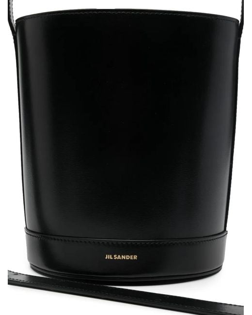 Jil Sander Cannolo Logo-Lettering Bucket Bag in Black | Lyst UK