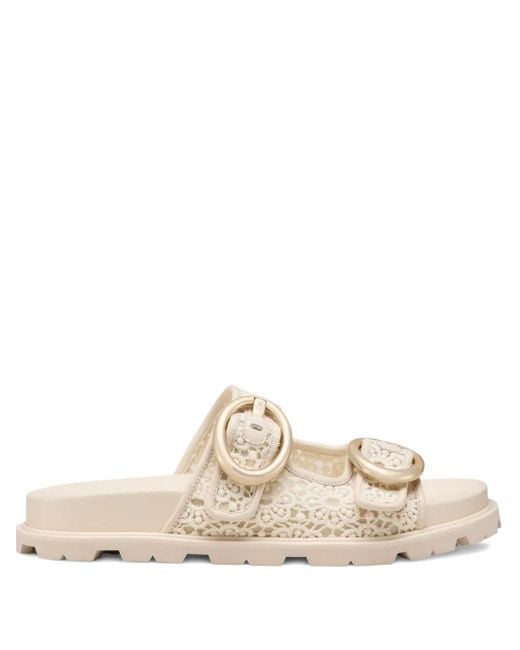 Stuart Weitzman Benni Slides in White | Lyst