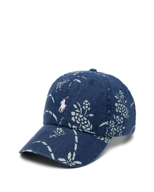 Polo Ralph Lauren Floral-Print Linen Cap in Blue | Lyst