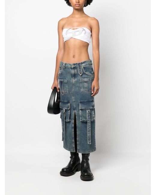 DIESEL Tube Top With Giant Logo Plaque in White | Lyst