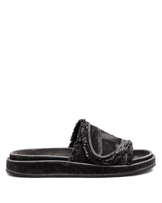 DIESEL Sa Oval-D Slides in Black | Lyst