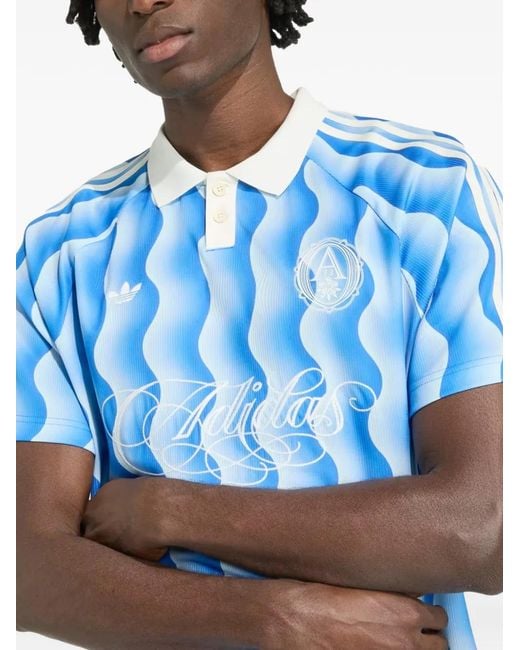 adidas Wave-Print Polo Shirt in Blue for Men | Lyst