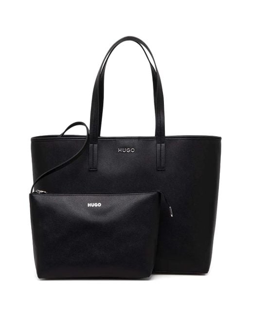 HUGO Logo-Lettering Tote Bag in Black | Lyst