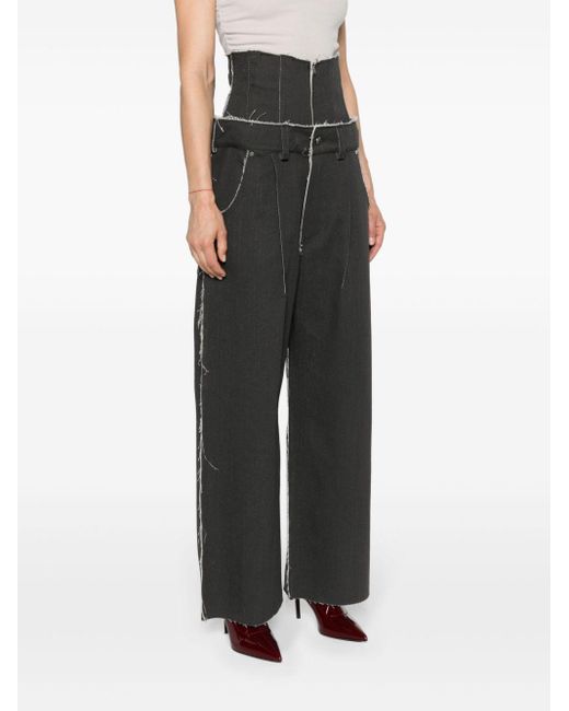 Elena Velez Corset-Waist Wide-Leg Jeans in Gray | Lyst