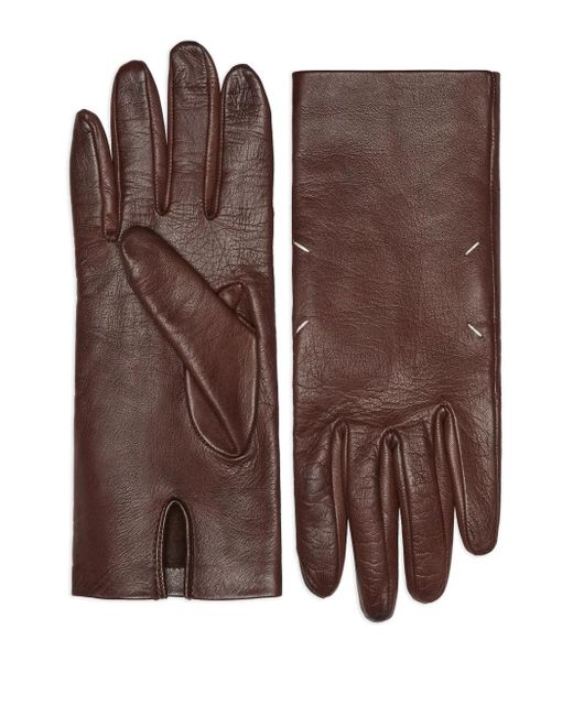 Maison Margiela Leather Gloves in Brown | Lyst UK