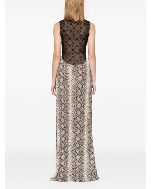 Marine Serre Python-Print Draped Maxi Dress in White | Lyst UK