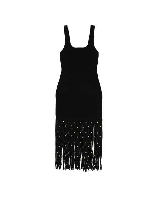 Jonathan Simkhai Fringed-Hem Embellished Midi Dress in Black | Lyst UK