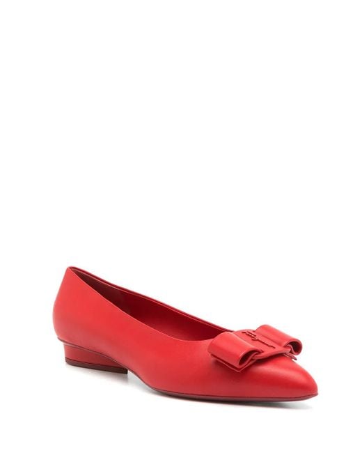 Ferragamo Viva Ballerina Shoes in Red | Lyst