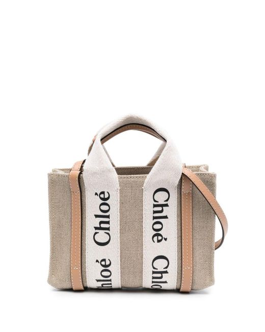Chloé Logo Trim Tote Bag In White Lyst Canada