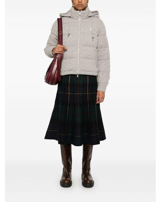 Polo Ralph Lauren Cable-Knit Down Jacket in Gray | Lyst