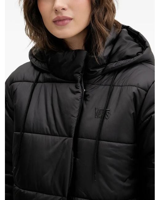 Vans Hooded Quilted Puffer Jacket in Black | Lyst UK
