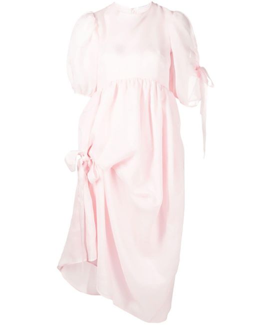 Cecilie Bahnsen Silk Delany Bow Detail Midi Dress In Light Pink Pink