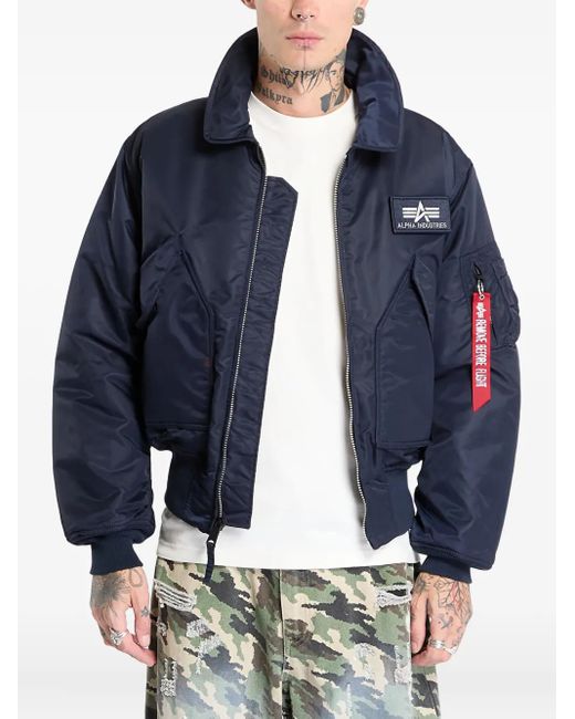 Alpha Industries Cwu-45 Heritage Zip Leather Bomber Jacket in Blue for ...