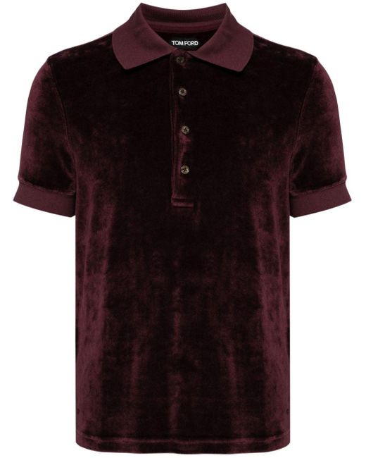 Tom Ford Crushed Velvet Polo Shirt in Black for Men | Lyst