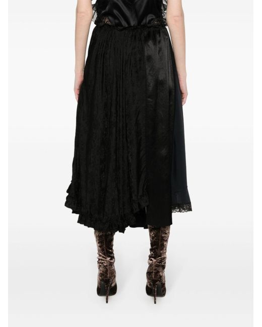 Balenciaga Contrast-Panel Midi Skirt in Black | Lyst