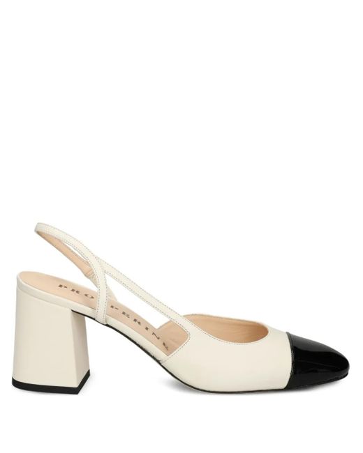 PROSPERINE® 65Mm Slingback Cap-Toe Pumps in Natural | Lyst