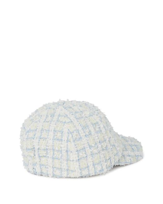 Karl Lagerfeld Signature Boucle Cap in White | Lyst
