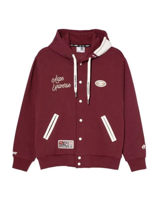 Aape By A Bathing Ape Moonface Bomber Jacket in Red for Men | Lyst UK