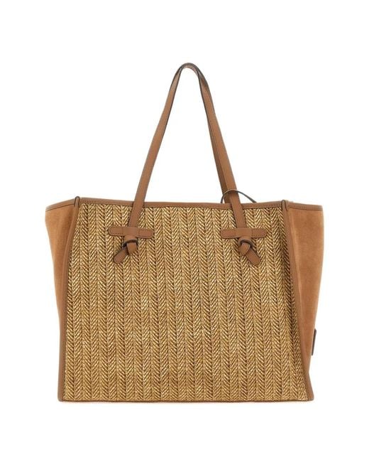 MARCELLA CLUB Marcella Handle Leather Shoulder Bag in Natural | Lyst UK