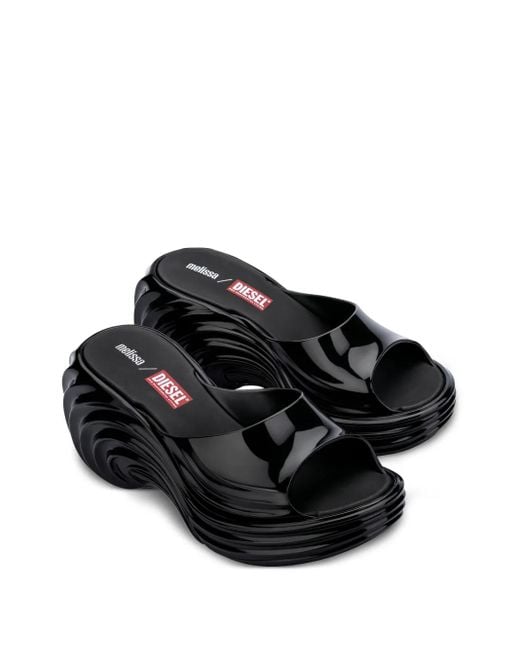 Melissa X Diesel Quantum Platform Wave Slides in Black | Lyst