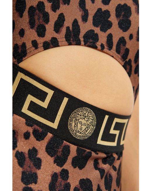 Versace Greca Detailing One-Piece in Brown | Lyst