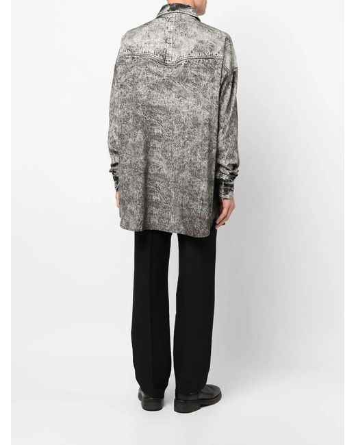 メンズ DIESEL ハイローヘム デニムシャツ グレー | Lyst