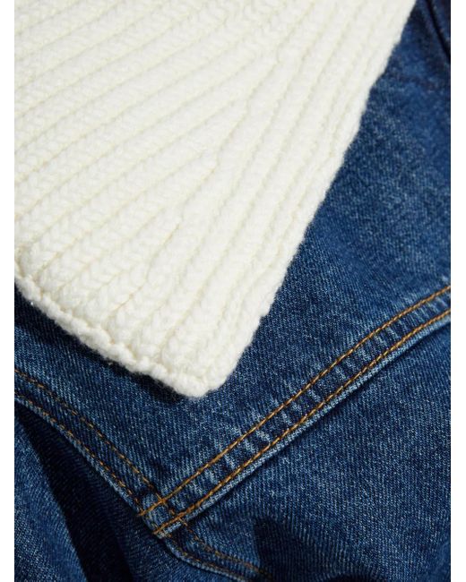 Self-Portrait Denim Bomber Jacket in Blue | Lyst