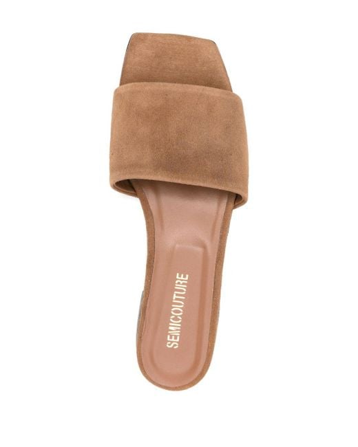Semicouture Suede Slides in Brown | Lyst