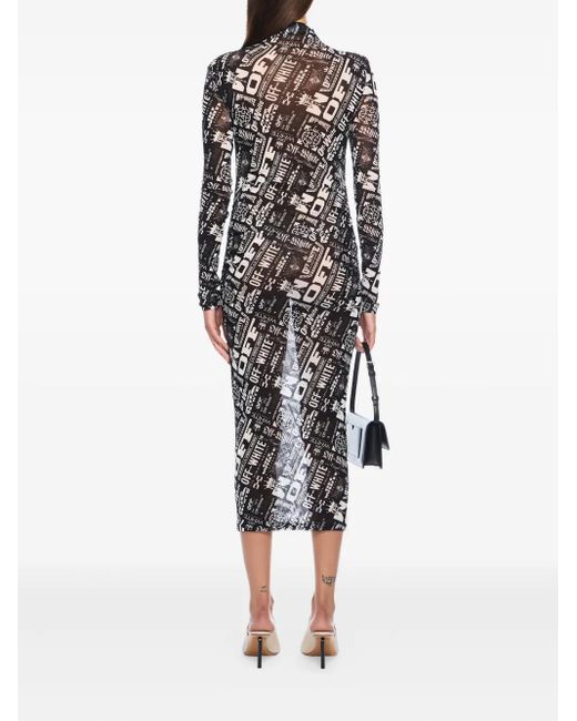 Off-White c/o Virgil Abloh Mesh Multilogo Dress in Grey | Lyst UK