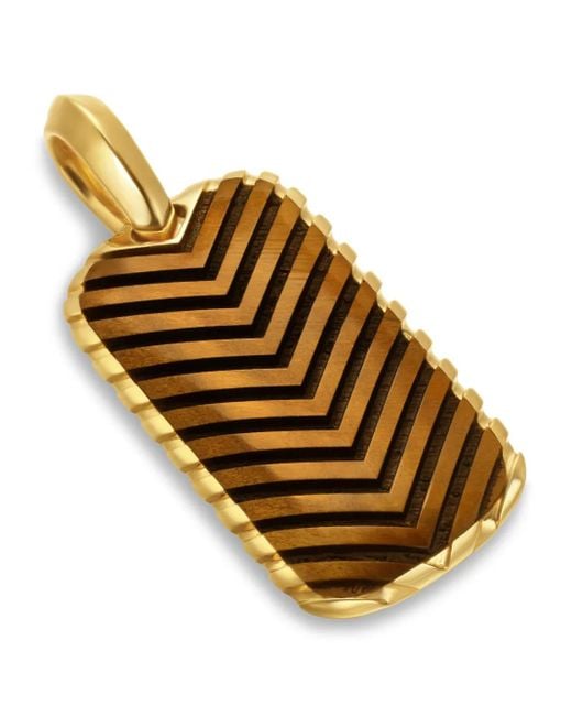 David Yurman 18Kt Chevron-Tag Tiger-Eye Pendant in Metallic for Men | Lyst