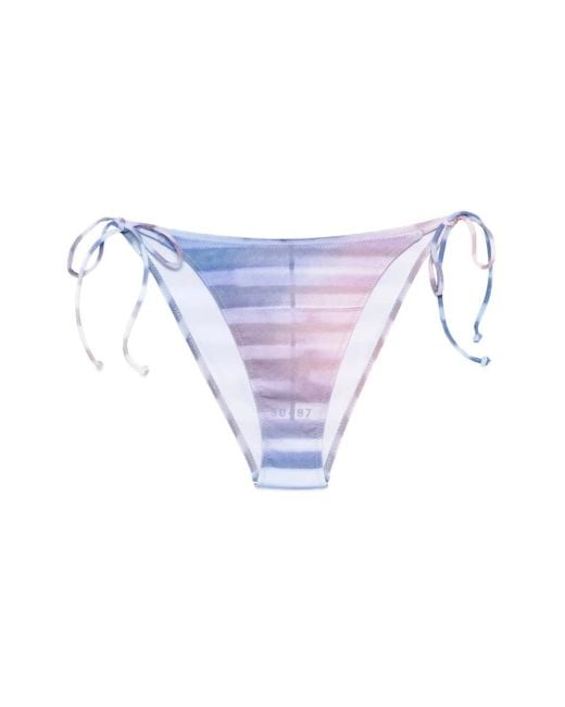 Jean Paul Gaultier Tie-Side Striped Bikini Bottom in Blue | Lyst UK