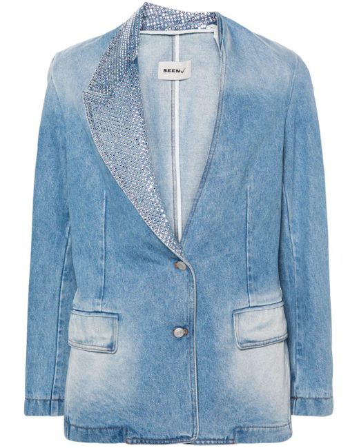 SEEN USERS Spotlight One-lapel Denim Blazer in Blue | Lyst