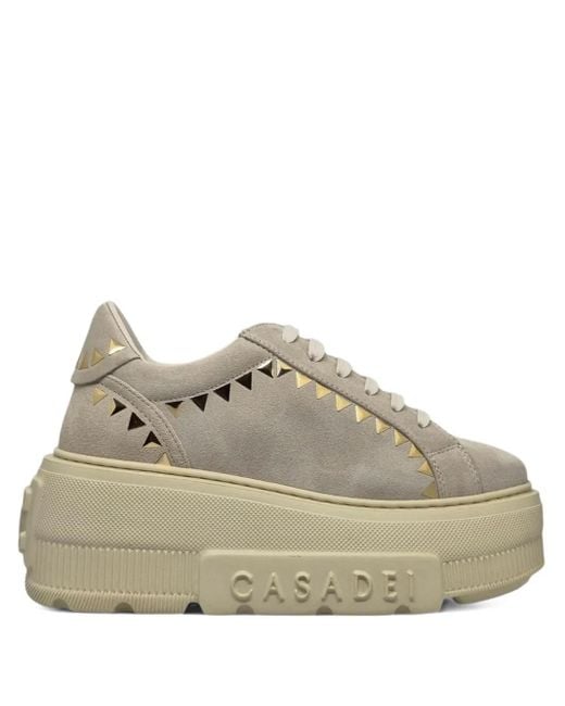Casadei Nexus Studded Platform Trainers in Natural | Lyst UK