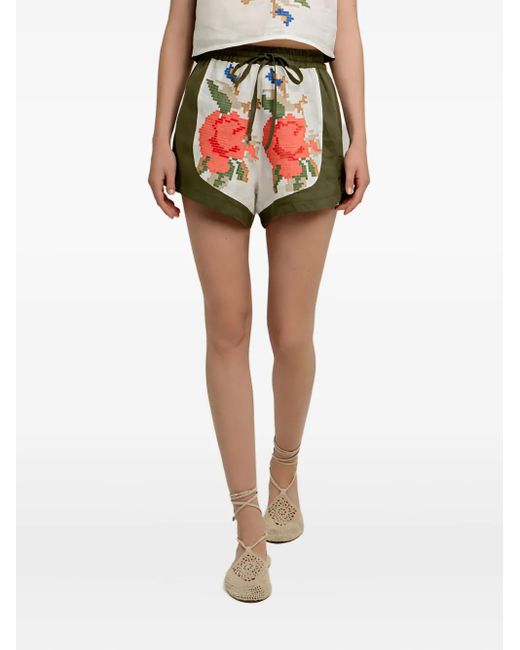 Greek Archaic Kori Rose Drawstring Shorts in Natural | Lyst UK