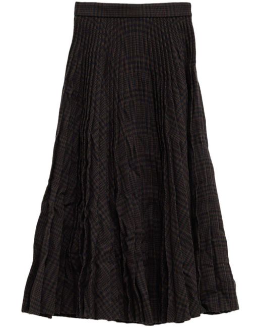 Balenciaga Crinkled Pleated Midi Skirt in Black | Lyst UK