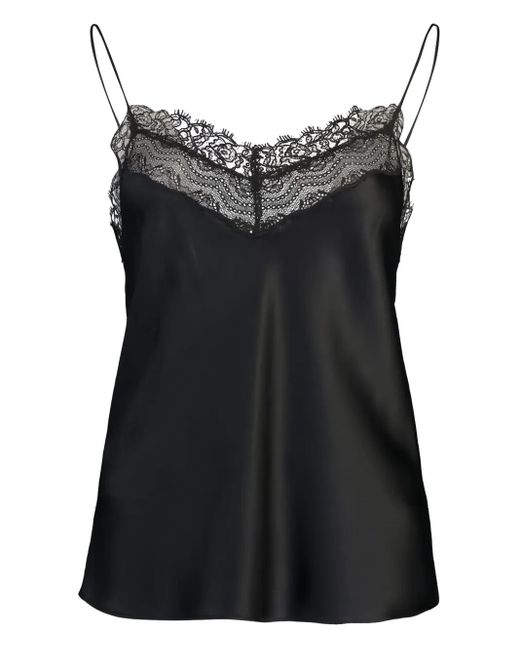 Jonathan Simkhai The Esme Lace-Trimmed Tank Top in Black | Lyst UK