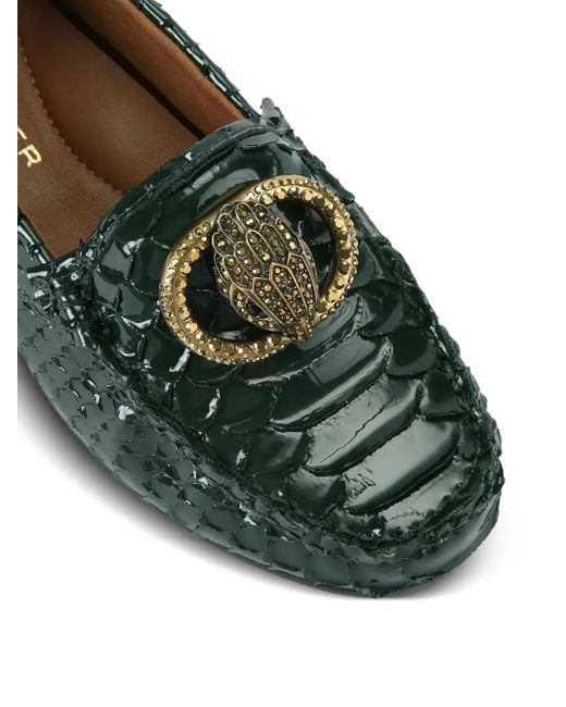Kurt Geiger Chelsea Embossed Lizard Leather Loafers in Green | Lyst UK