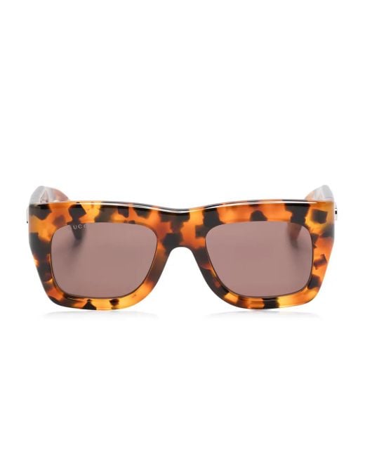 Gucci Tortoiseshell-Effect Sunglasses in Brown | Lyst UK