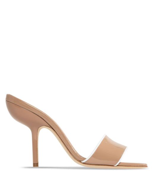 Manolo Blahnik 105Mm Helamu Mules in Natural | Lyst