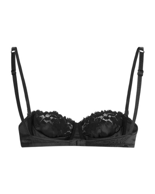Dolce & Gabbana Satin And Lace Balconette Bra in Black | Lyst
