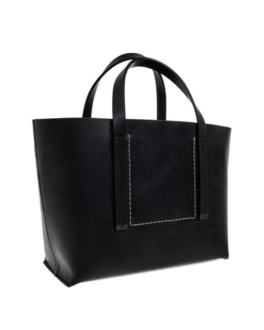 Rick Owens Topstitch Leather Tote Bag in Black | Lyst UK