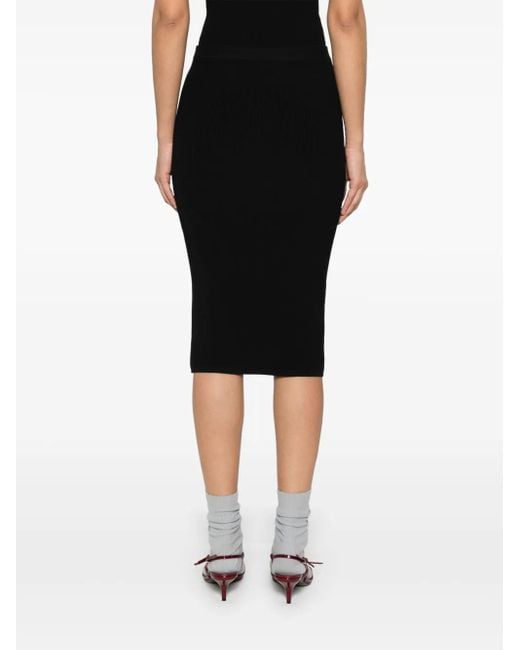 Miu Miu Intarsia-Logo Midi Skirt in Black | Lyst