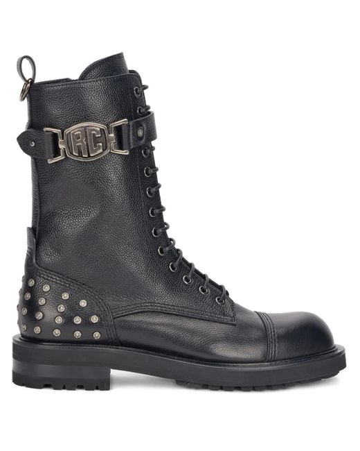 Roberto Cavalli Lace-Up Studded Boots in Black for Men | Lyst UK
