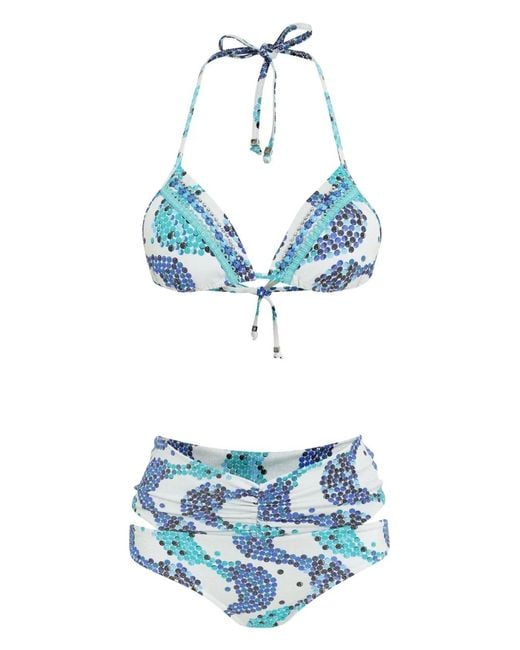 Amir Slama Cut-Out Bikini Set in Blue | Lyst