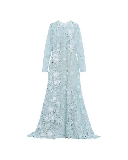 Oscar de la Renta Corded Botanical Guipure Gown in Blue | Lyst UK