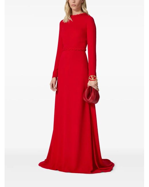 Valentino Garavani Belted Train Gown in Red | Lyst