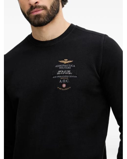 Aeronautica Militare Embroidered Logo-Patch Sweater in Black for Men ...