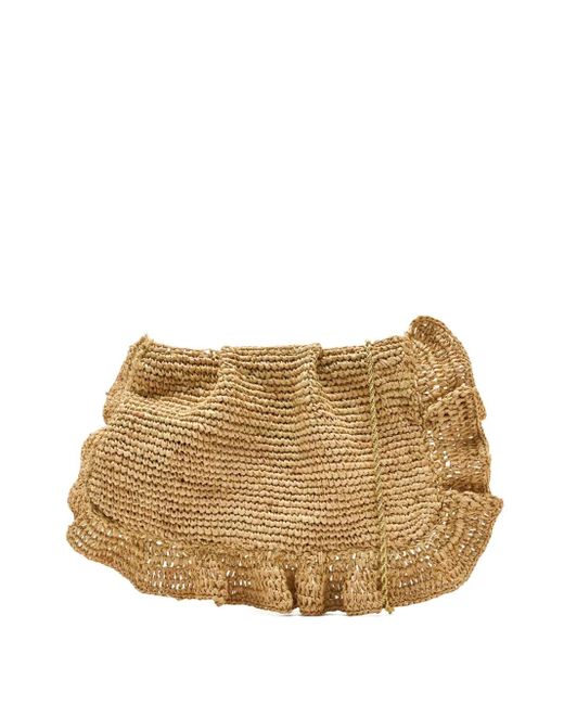 Loeffler Randall Mavis Ruffled Raffia Clutch in Natural | Lyst
