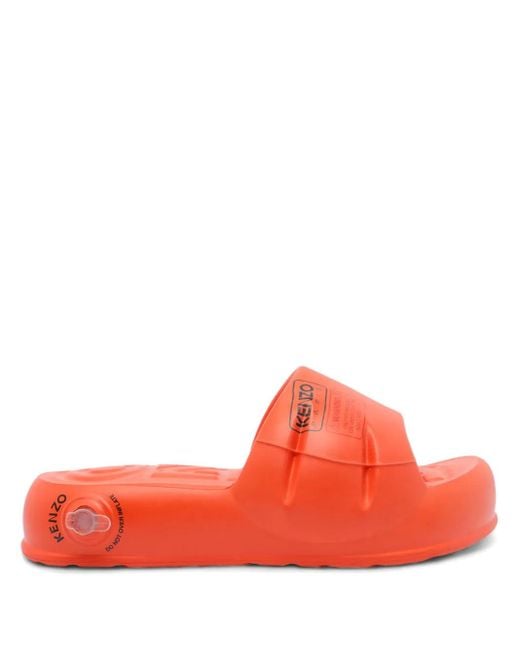 KENZO Puffer Slides in Red | Lyst