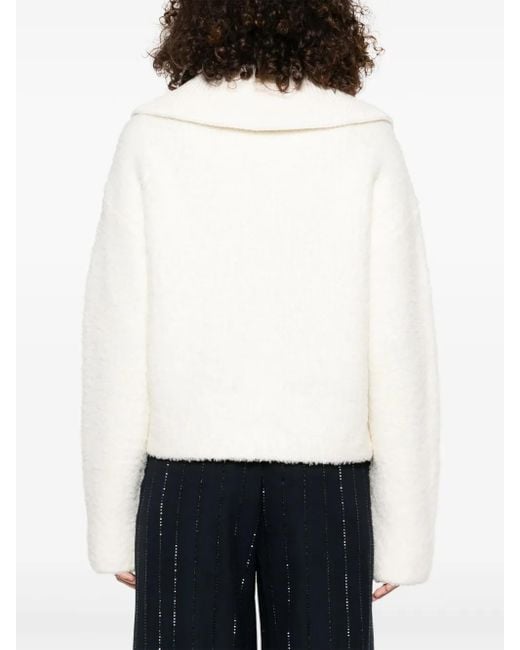 Self-Portrait Thick-Knit Cardigan in Natural | Lyst UK